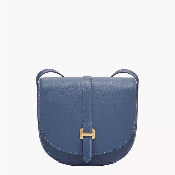 Fossil | Bags | Fossil Blue Leather Crossbody Bag With Gold Accents ...